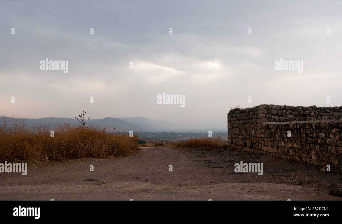 Sky, nature and ruins in Israeli north galilee Stock Photo - Alamy