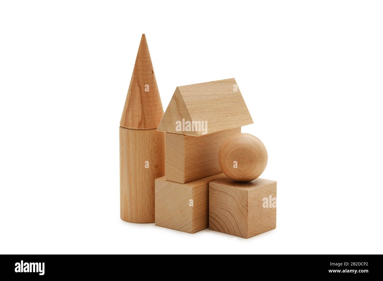 wooden geometric shapes isolated on a white background Stock Photo - Alamy