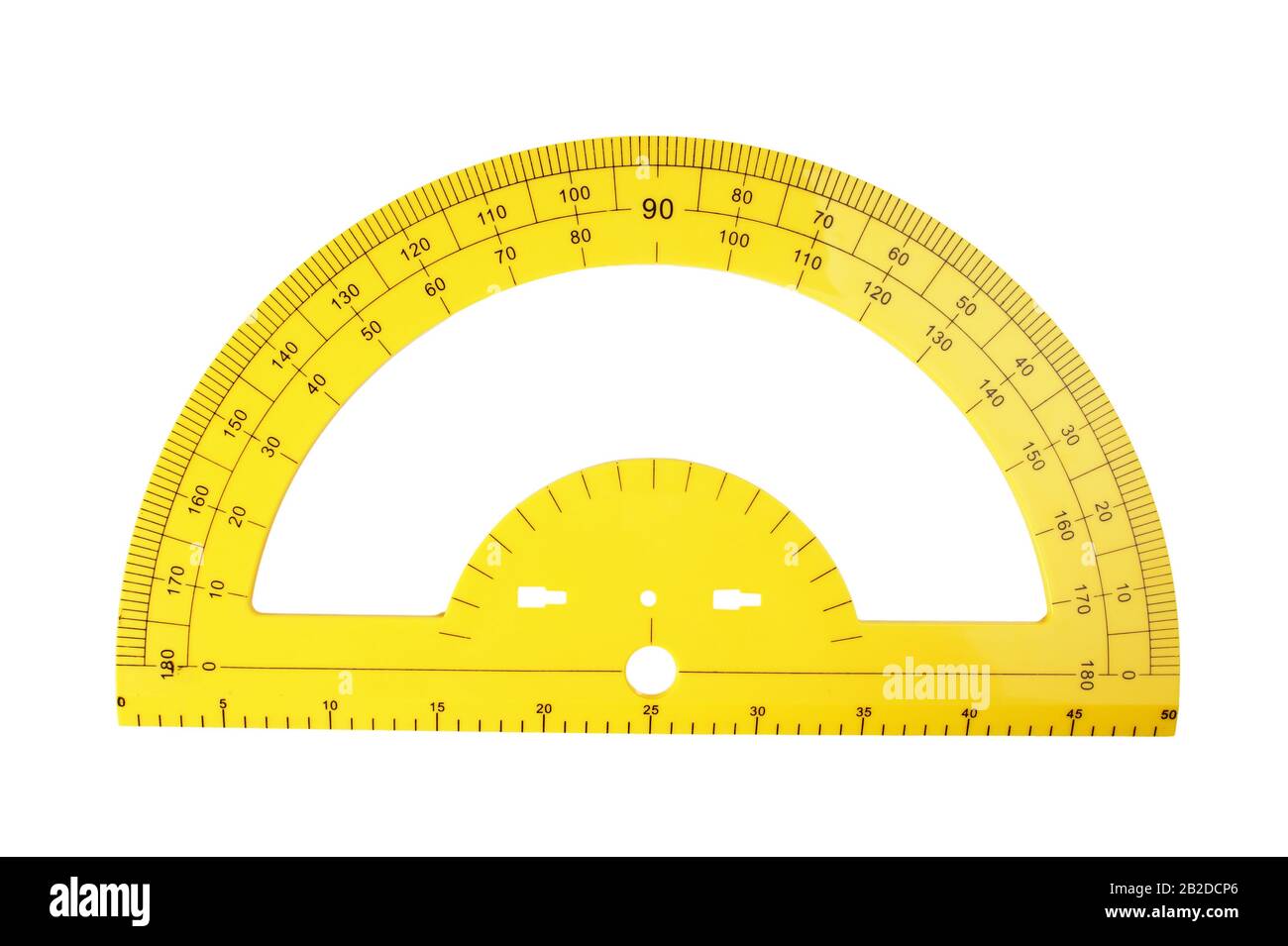 yellow school protractor isolated on a white background Stock Photo - Alamy