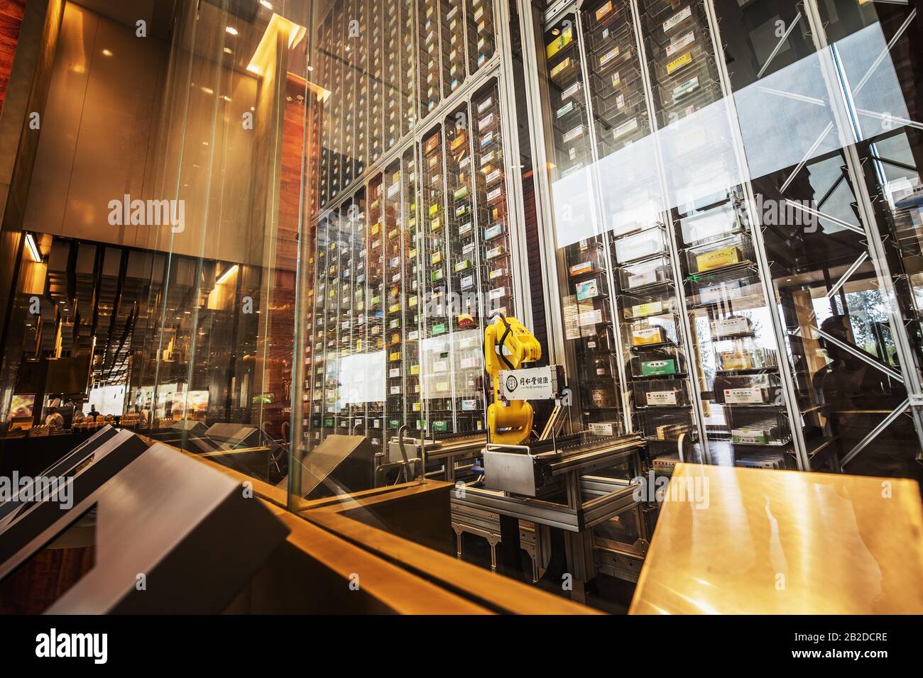 BEIJING, CHINA - JUNE 03, 2019: Pharmaceutical drug delivery robot in ...