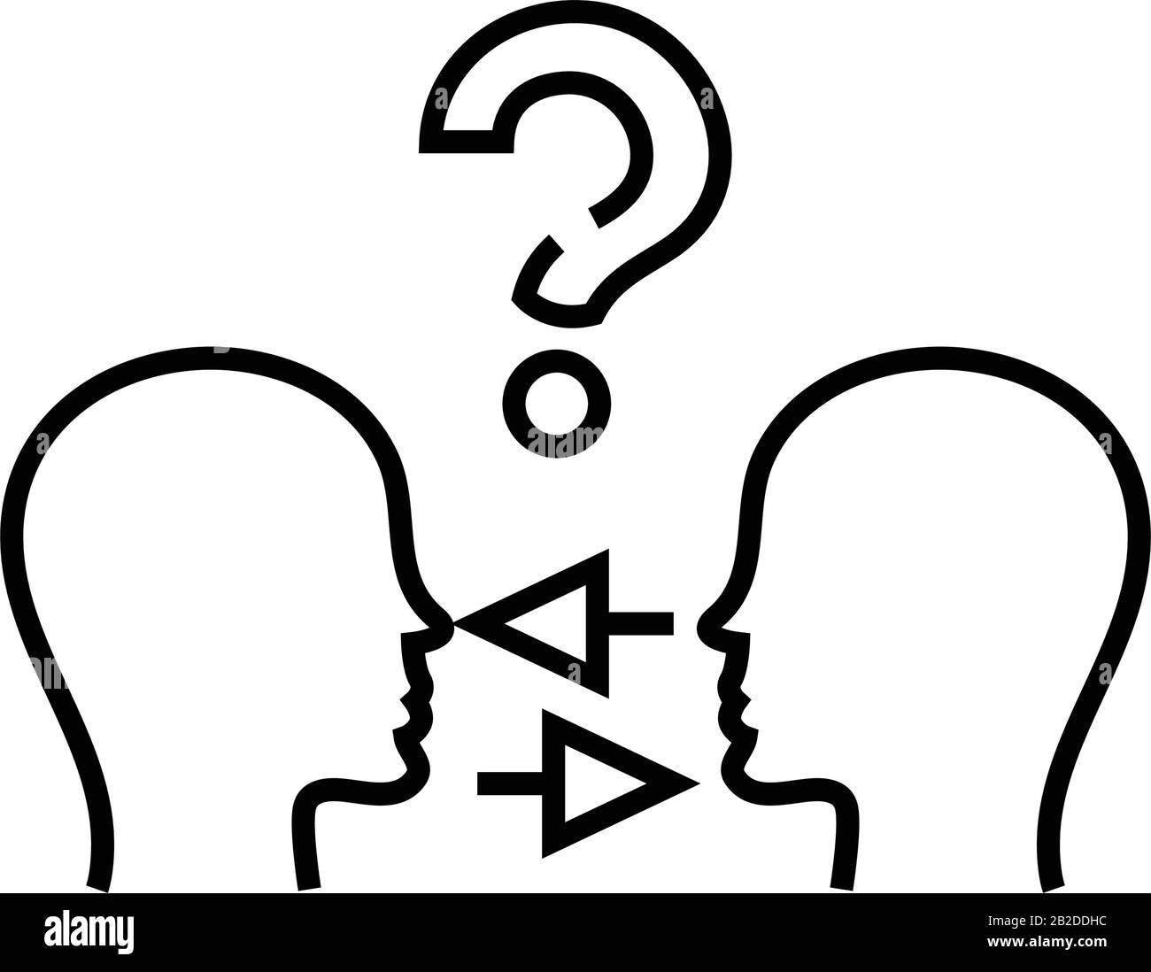 Speaking people line icon, concept sign, outline vector illustration ...