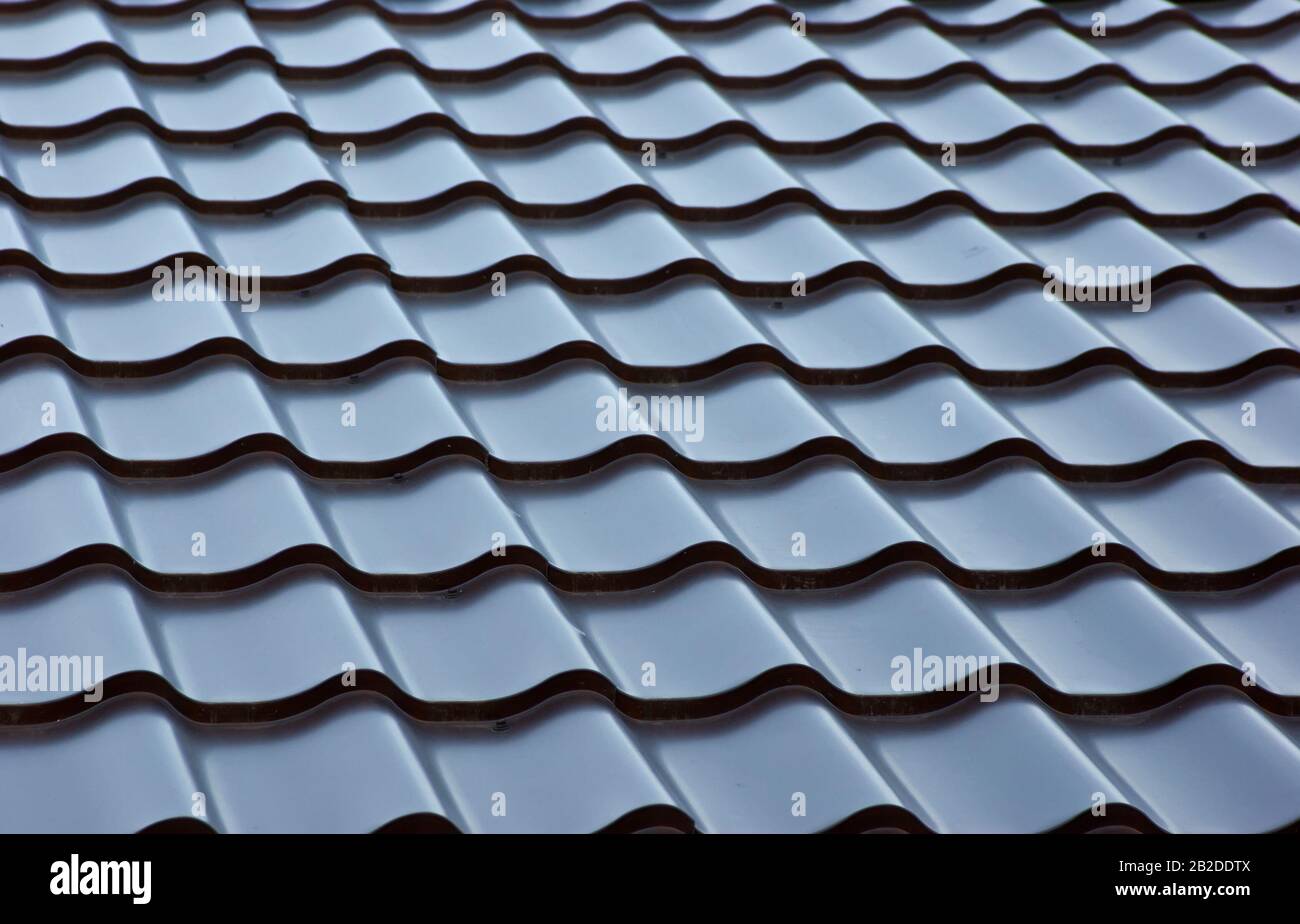 blue metal tile roof, background Stock Photo - Alamy