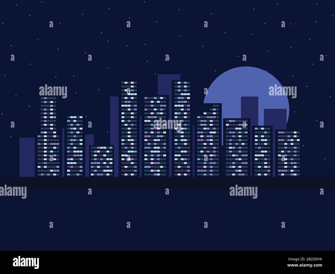 City Night Skyline Vector