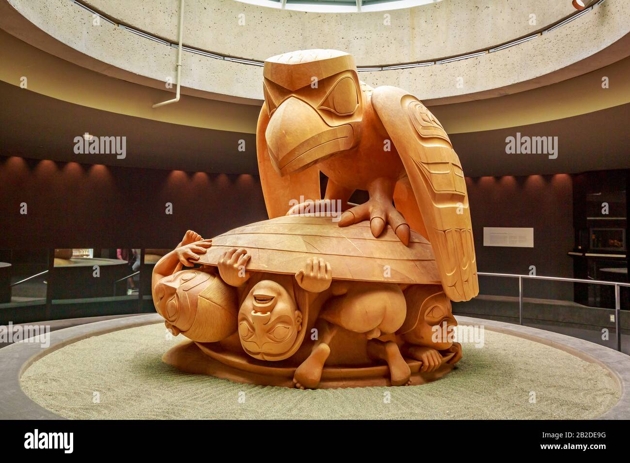 The yellow cedar sculpture The Raven and the First Men by Bill Reid, in ...