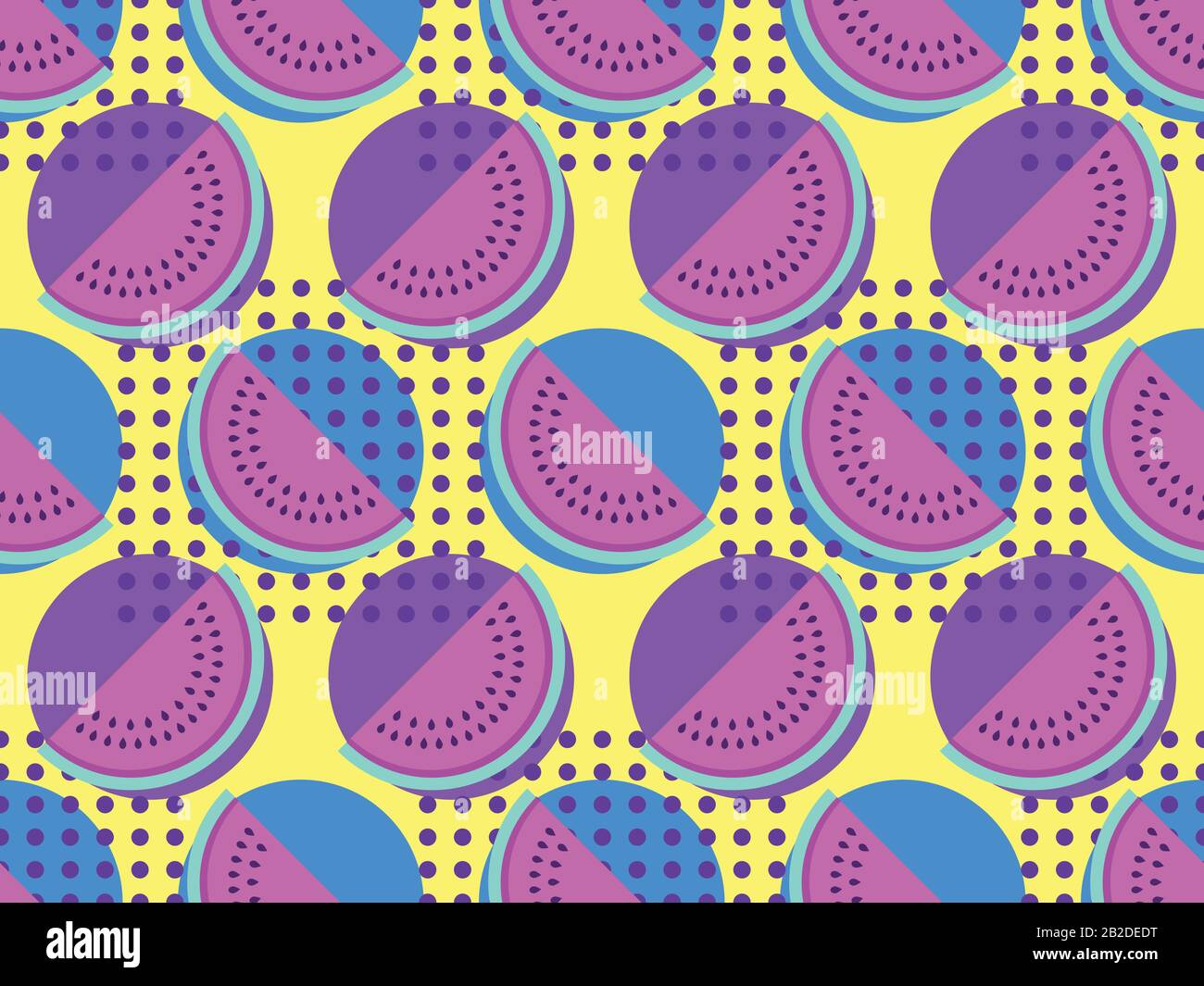 Slices of watermelon seamless pattern with geometric shapes. Zine ...
