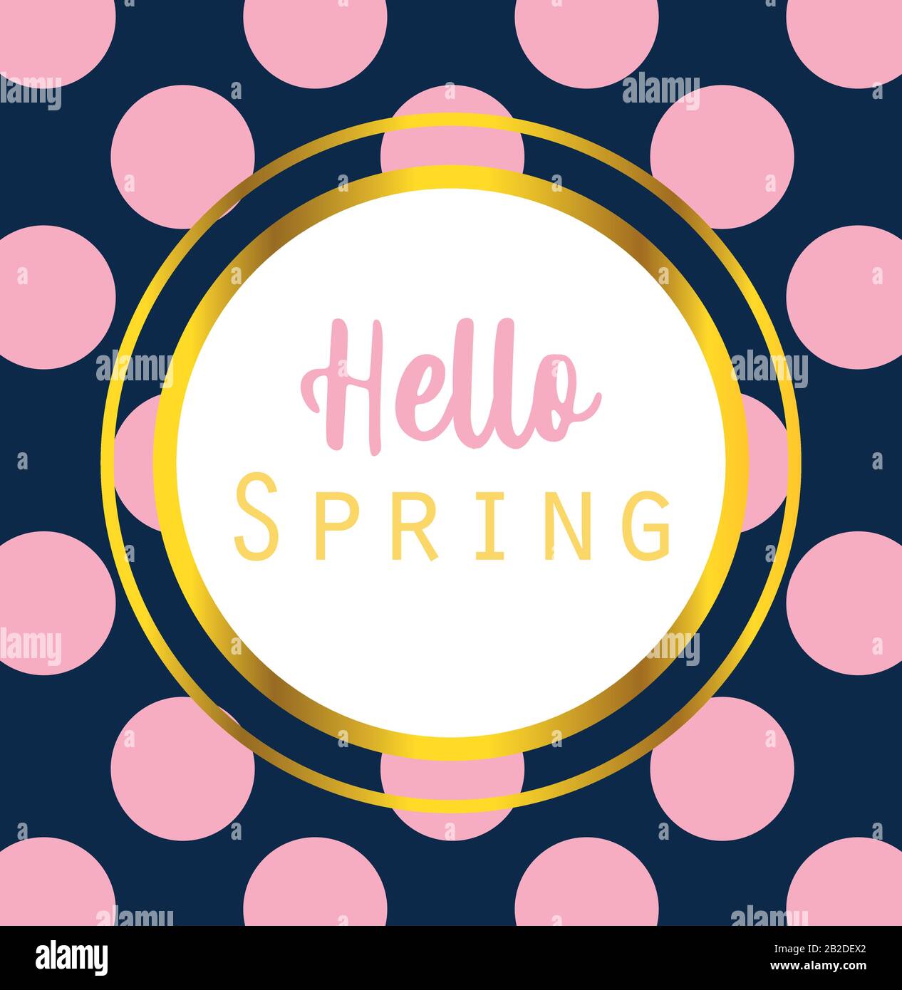 hello spring, inscription handwriting label dotted background vector ...