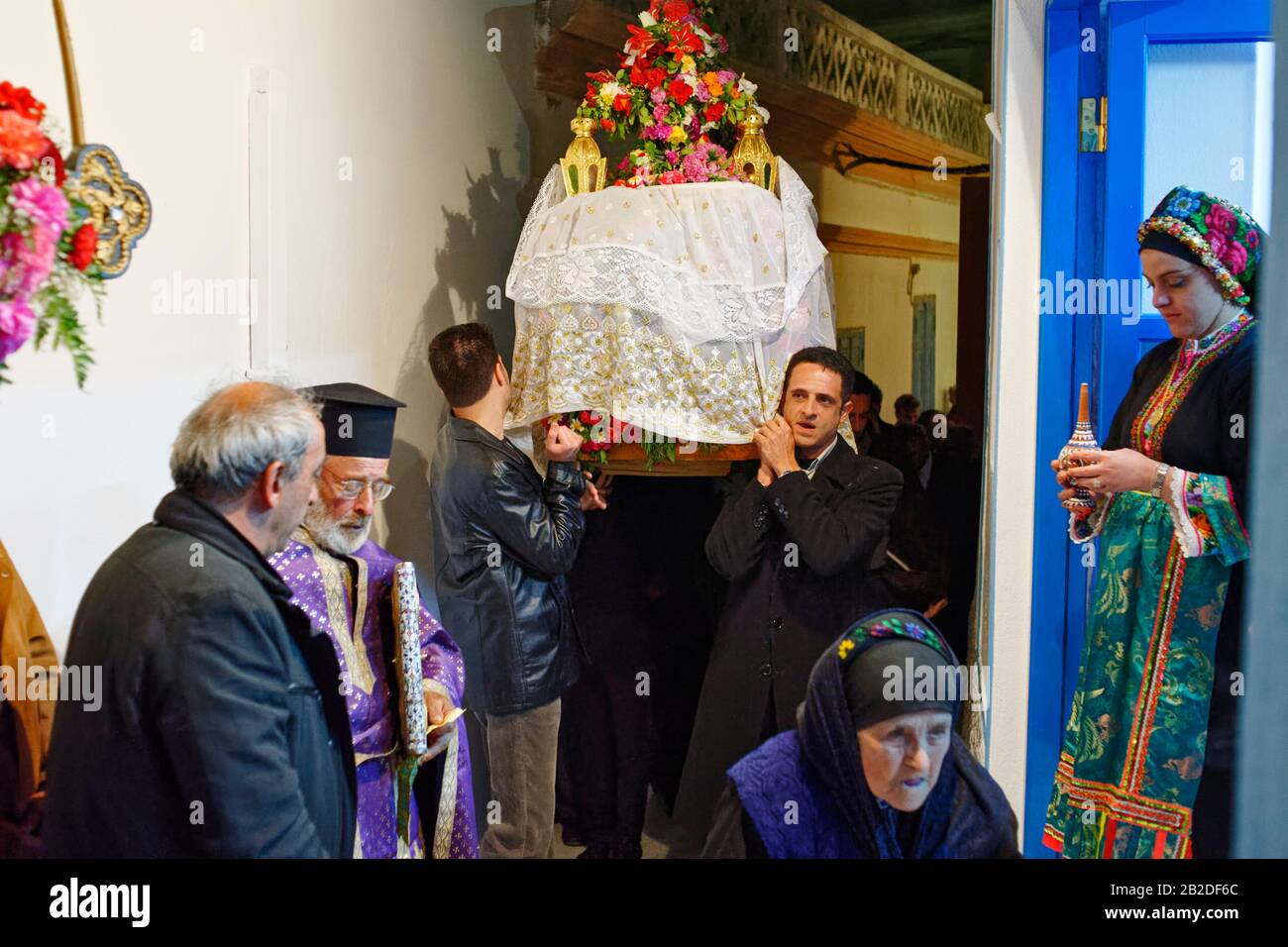 Olympos, Karpathos island / Greece - april 06 2007: Easter, Holy friday ...