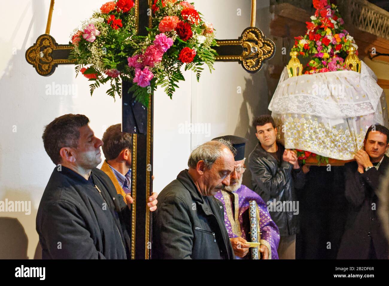 Olympos, Karpathos island / Greece - april 06 2007: Easter, Holy friday ...