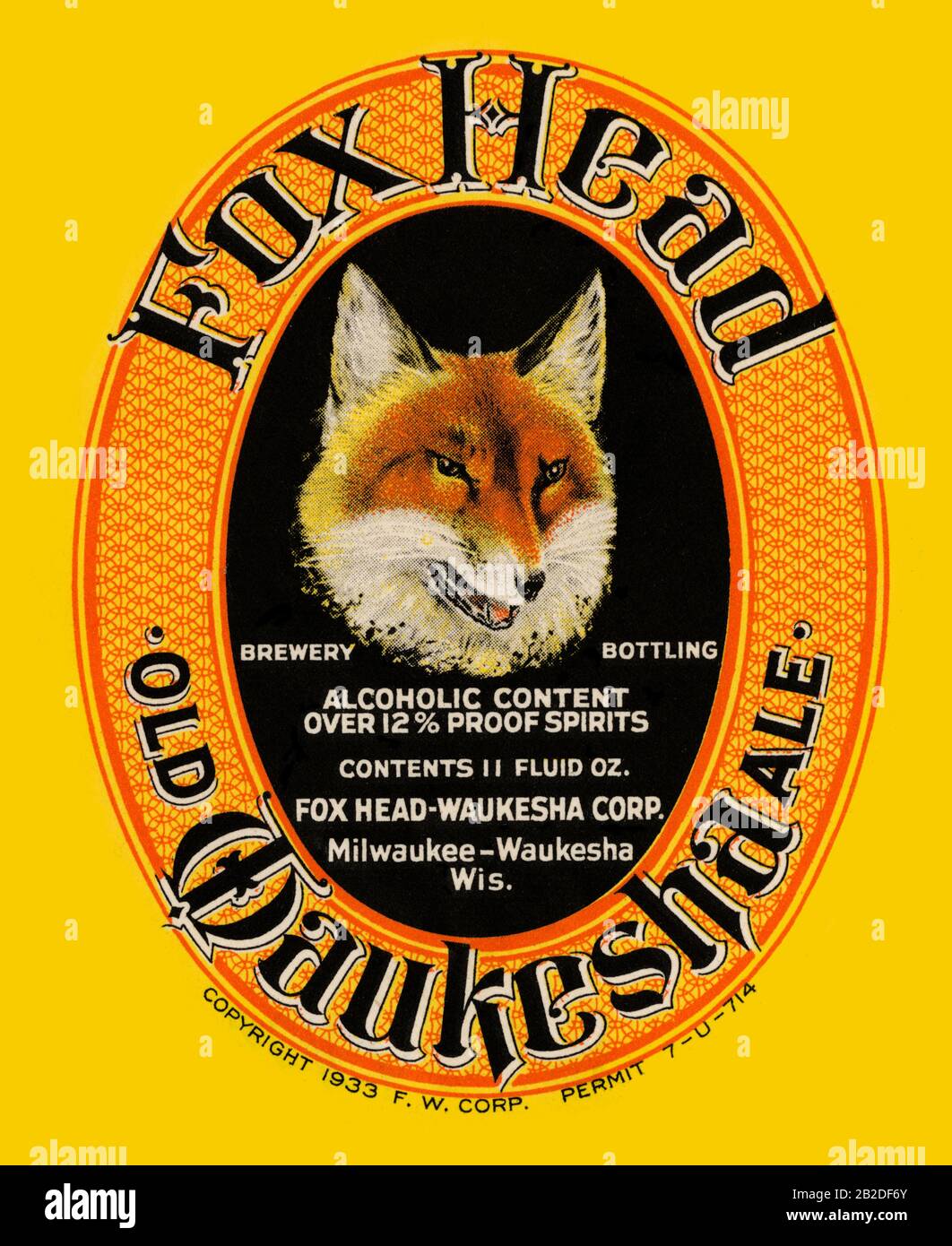 Fox Head Old Waukesha Ale Stock Photo - Alamy