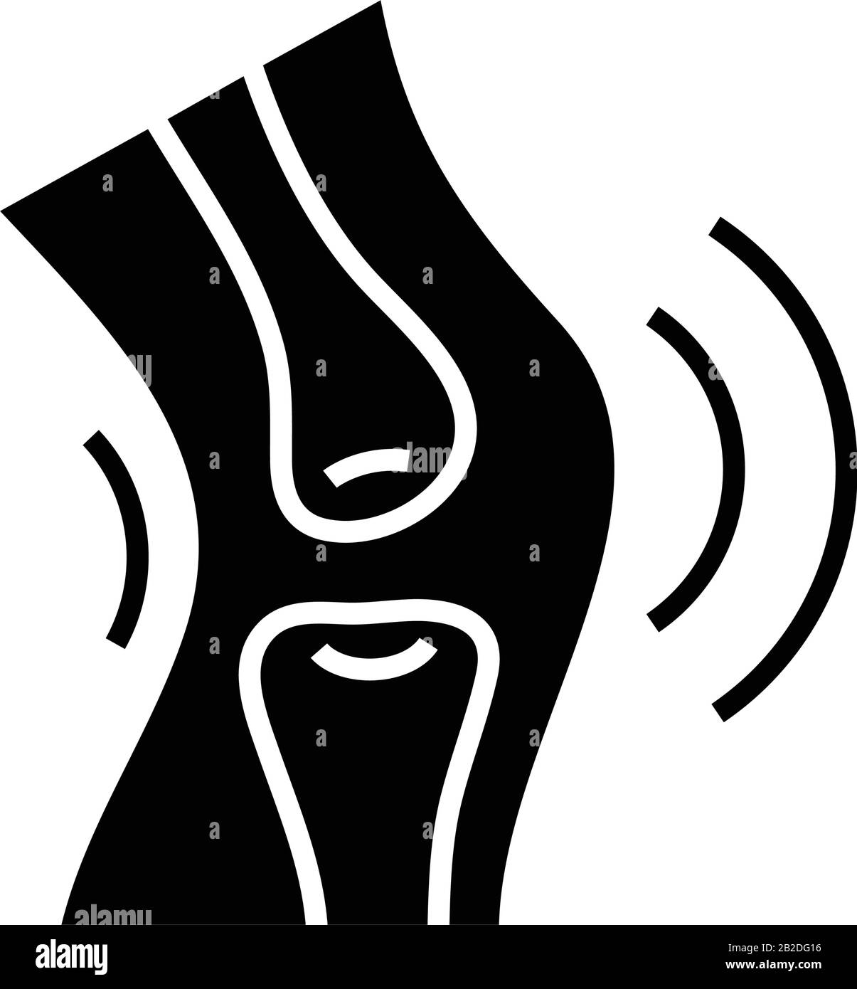 Knee illness black icon, concept illustration, vector flat symbol ...