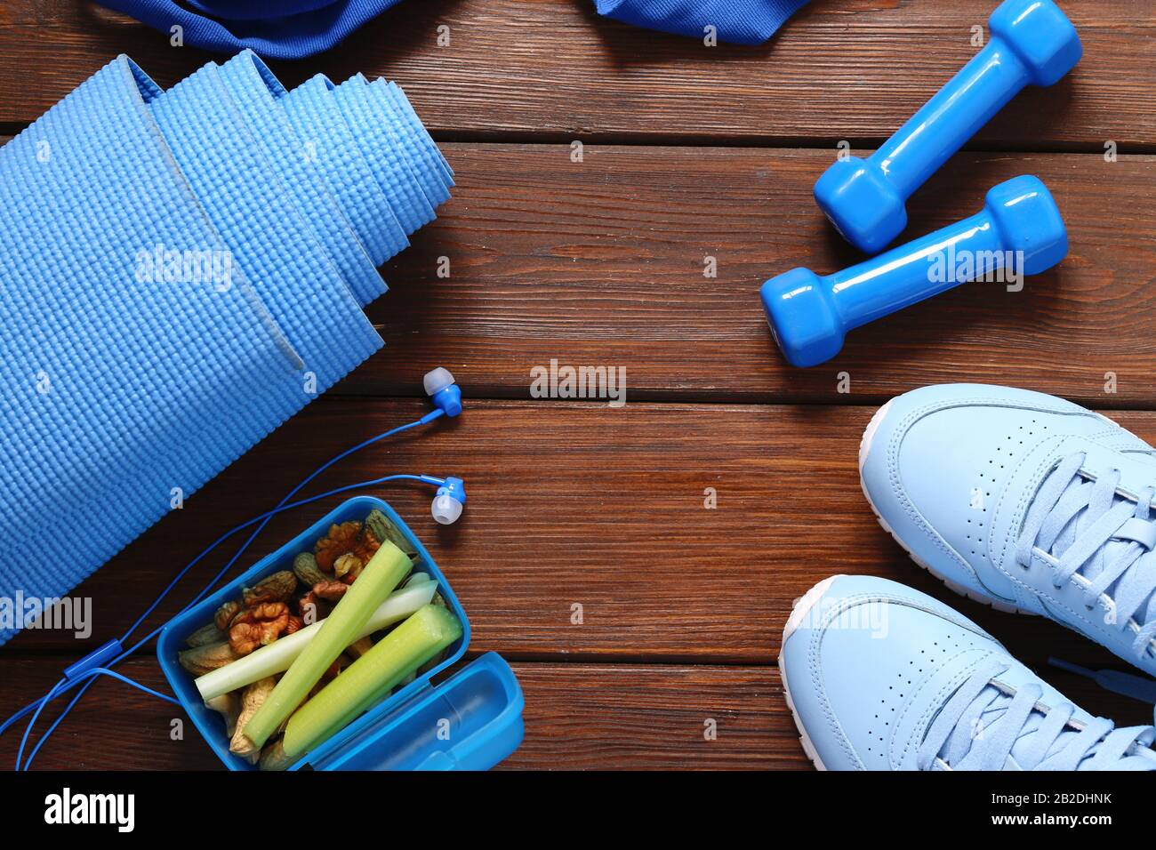 fitness items for a healthy lifestyle Stock Photo - Alamy