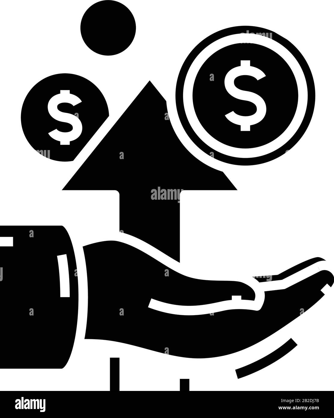 Income growth black icon, concept illustration, vector flat symbol ...