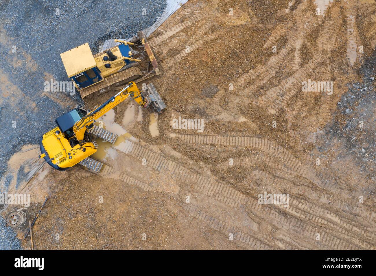 construction vehicle on an construction site from above Stock Photo - Alamy