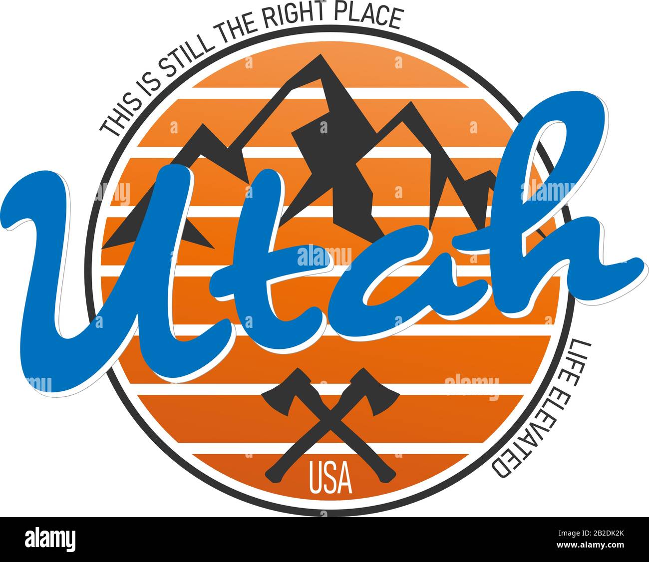 Travel Utah destination retro round icon, emblem, sticker or badge in ...