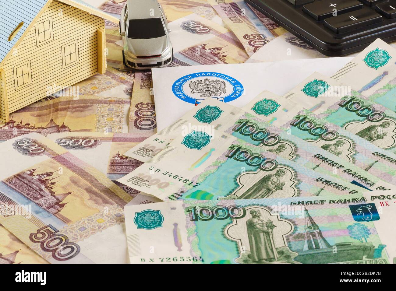 The envelope with the notice of payment of tax from the Russian tax ...