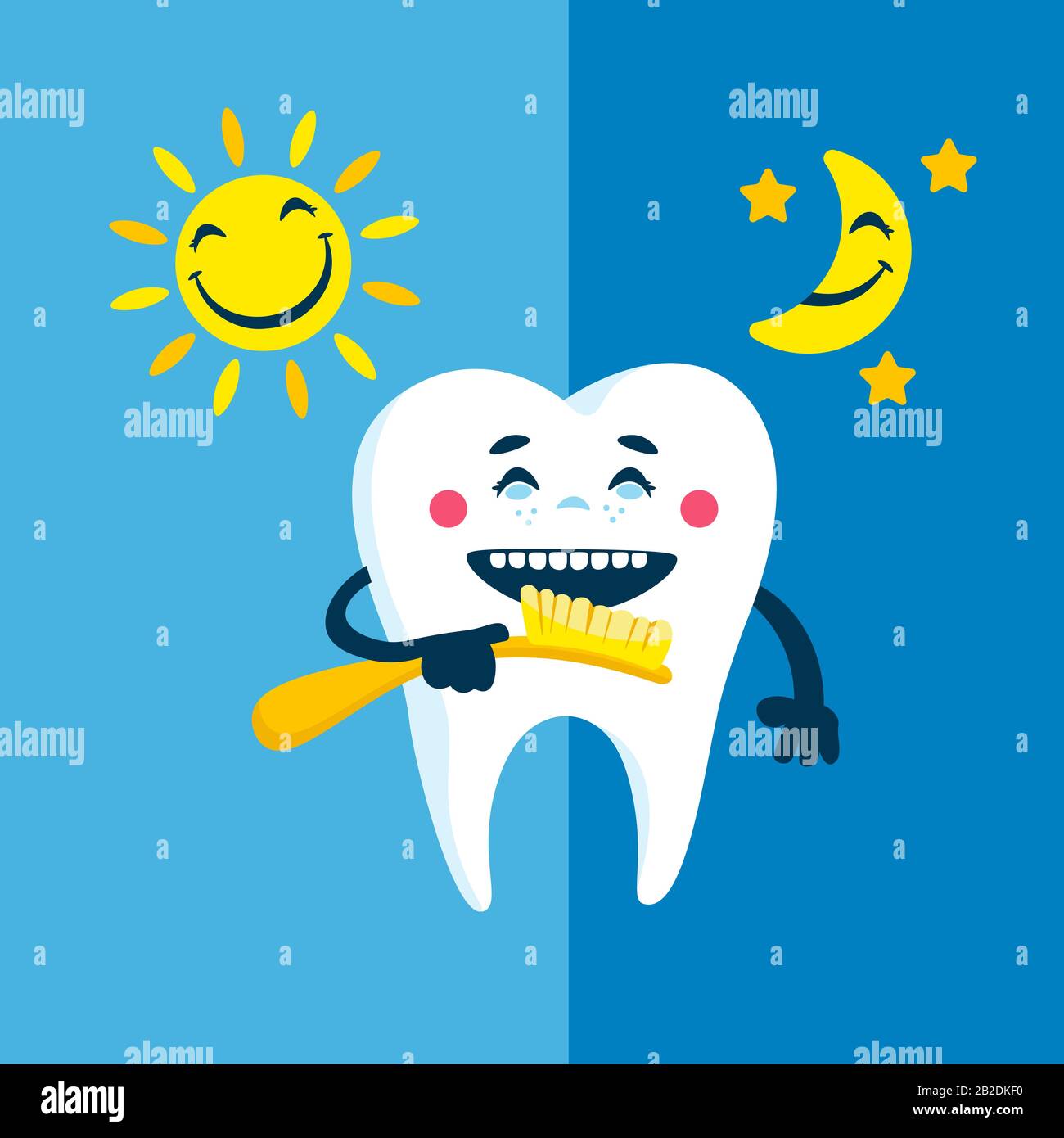 Daily routine with simple flat cartoon teeth illustration Stock Vector ...