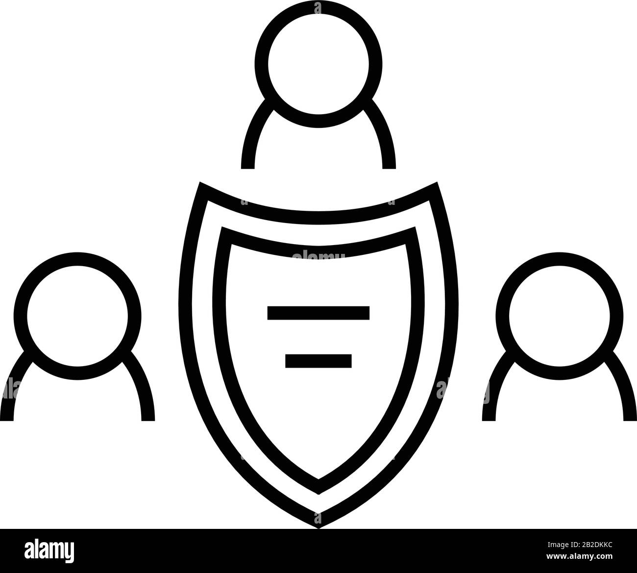 Staff protection line icon, concept sign, outline vector illustration ...