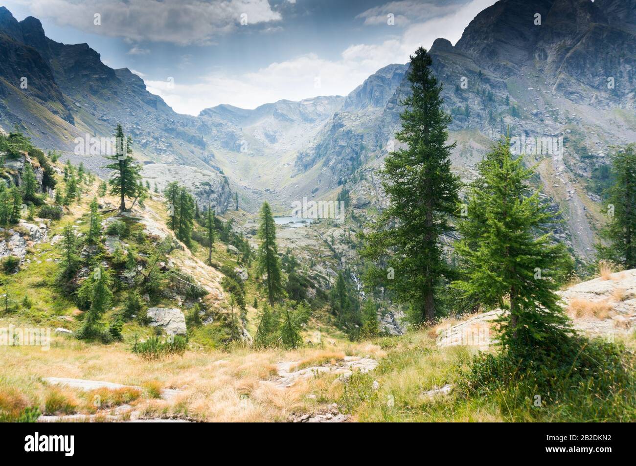 Italian vacation in high mountains of Alps to hike nature trail Stock ...