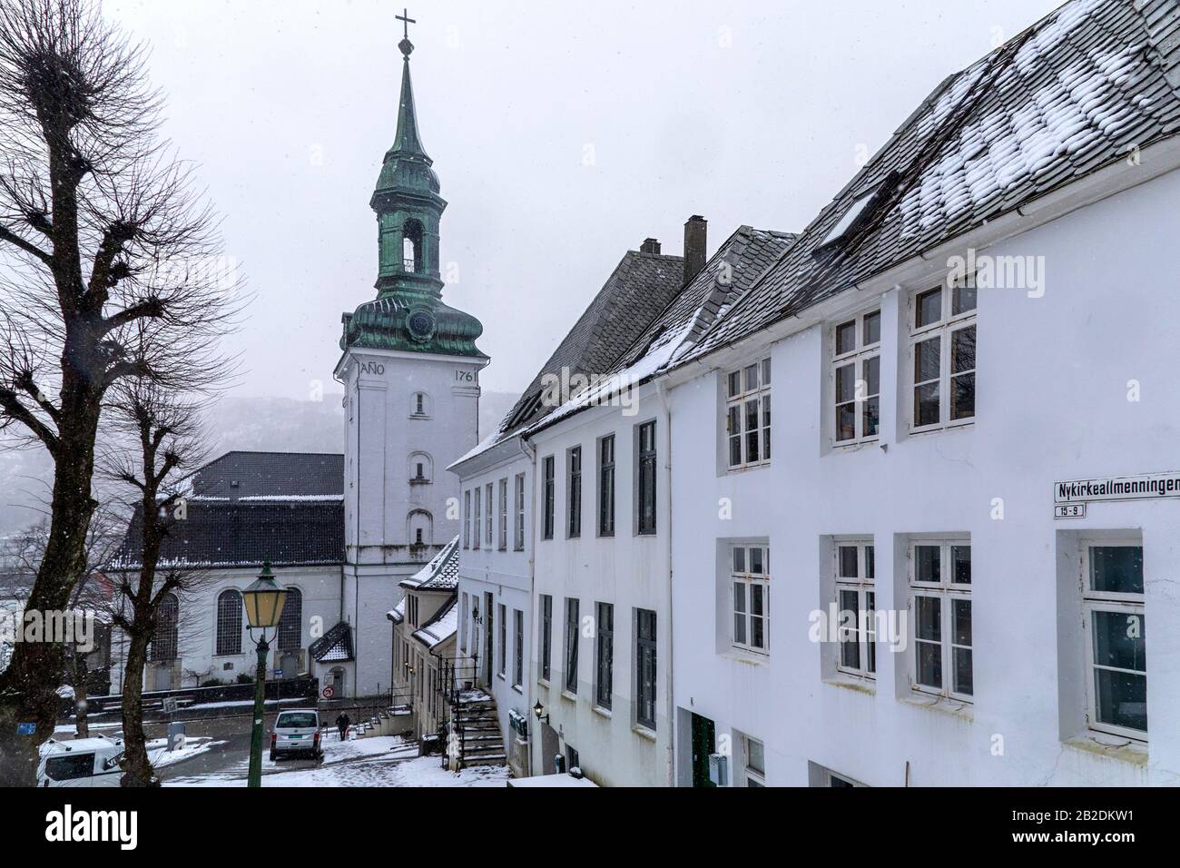 Street scene from one of the old parts of downtown Bergen, Norway ...