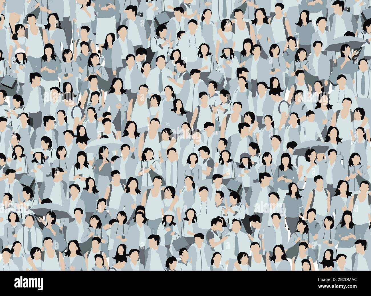 Illustration of huge crowd of asian people Stock Photo - Alamy