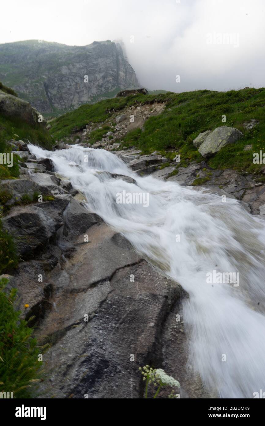 Alpine nature and water in waterfall Italy Stock Photo - Alamy