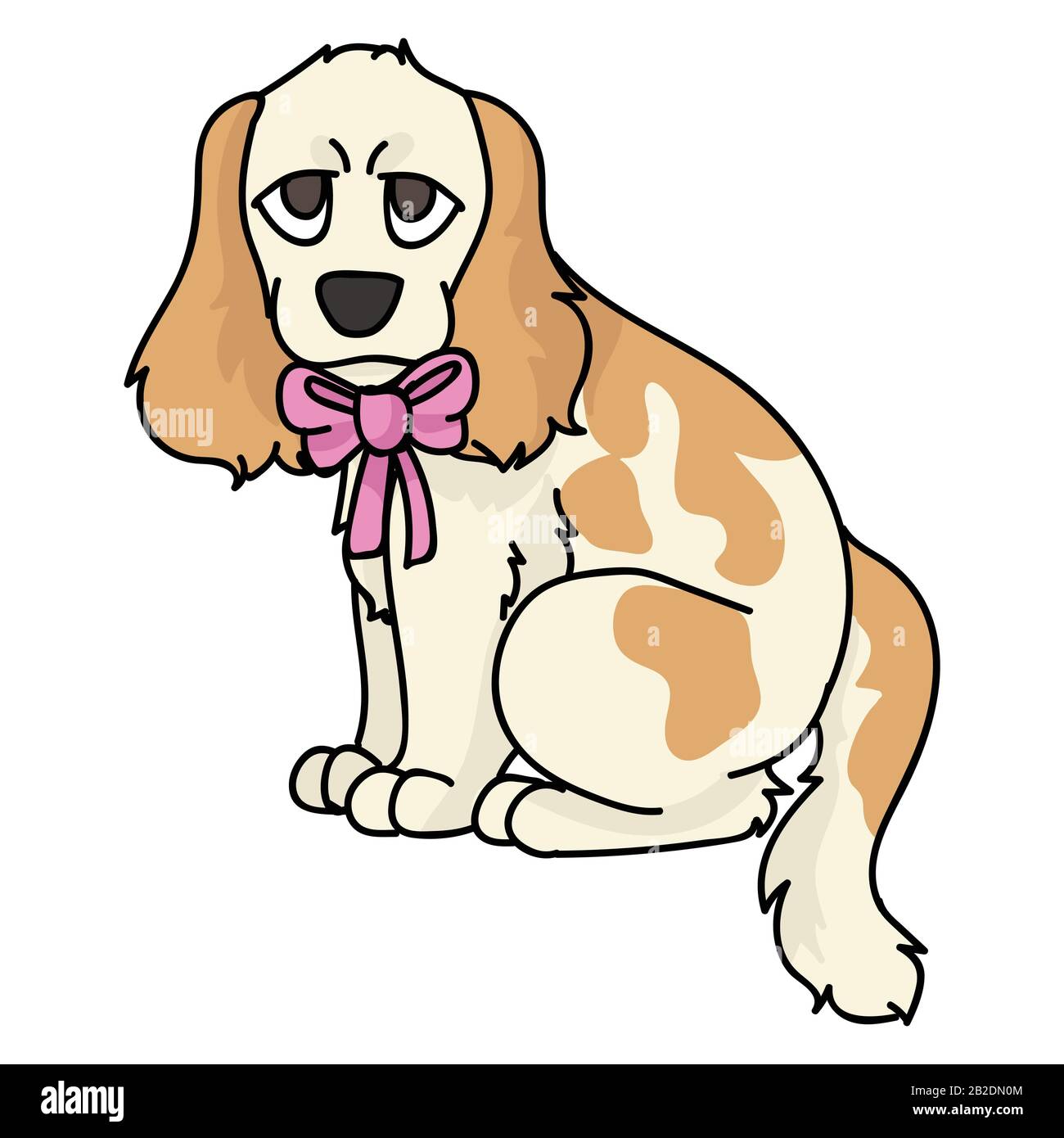 Cute cartoon cocker spaniel puppy with girly bow dog vector clipart ...