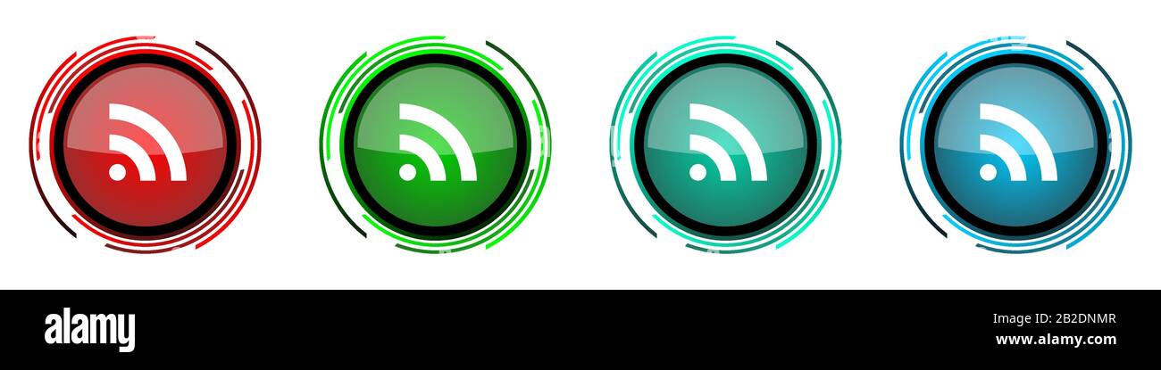 Rss round glossy vector icons, set of buttons for webdesign, internet ...