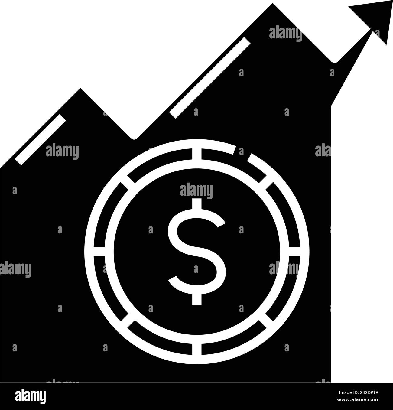 Income growth black icon, concept illustration, vector flat symbol ...