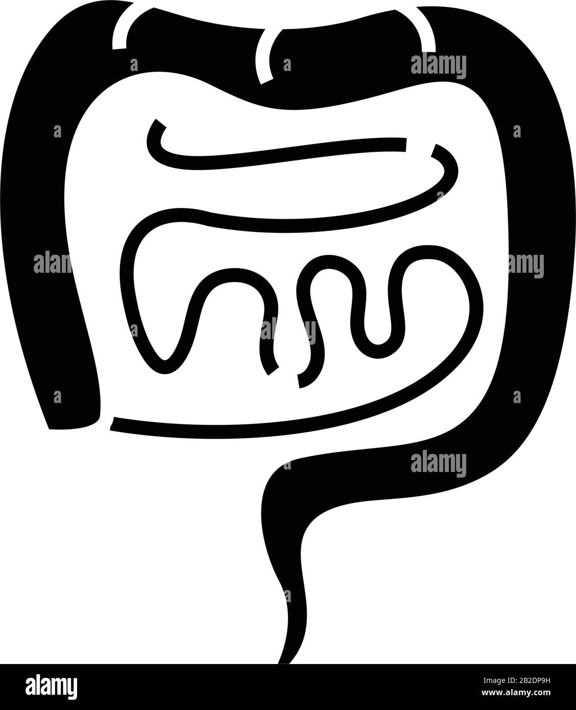 Intestinal tract black icon, concept illustration, vector flat symbol ...