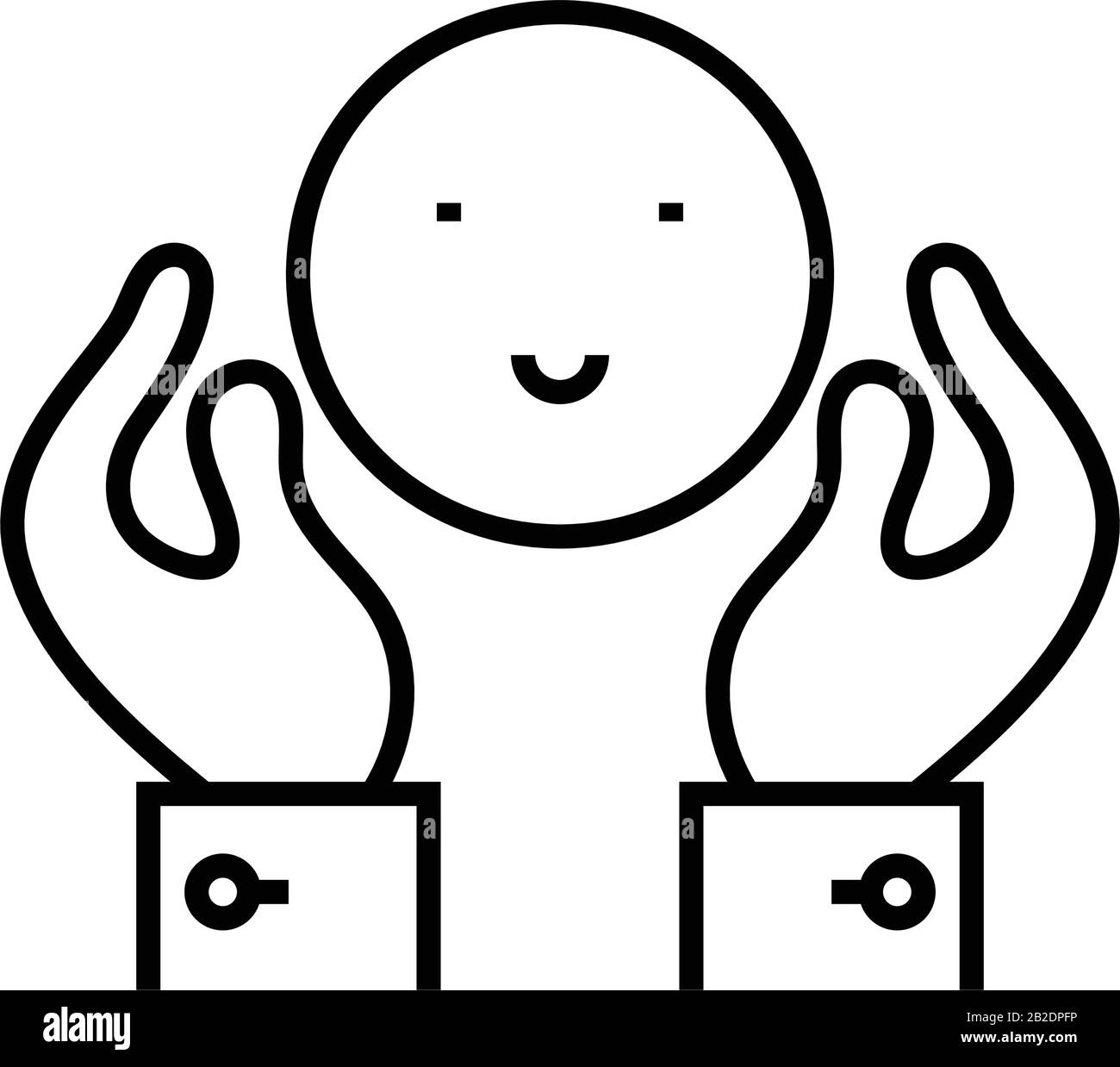 Supportive team line icon, concept sign, outline vector illustration ...