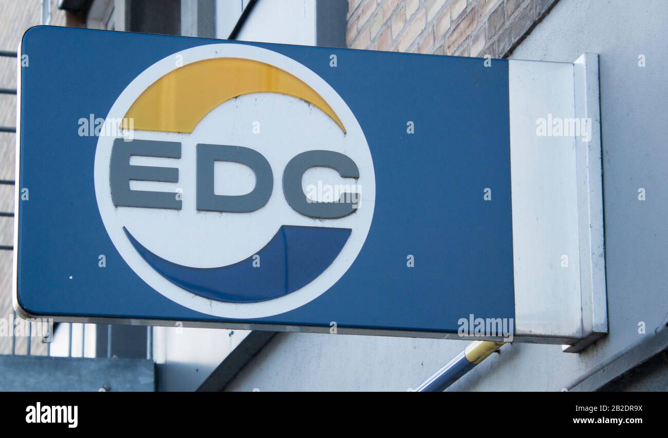 Randers, Denmark - 02 March 2020: The logo of the EDC building in ...