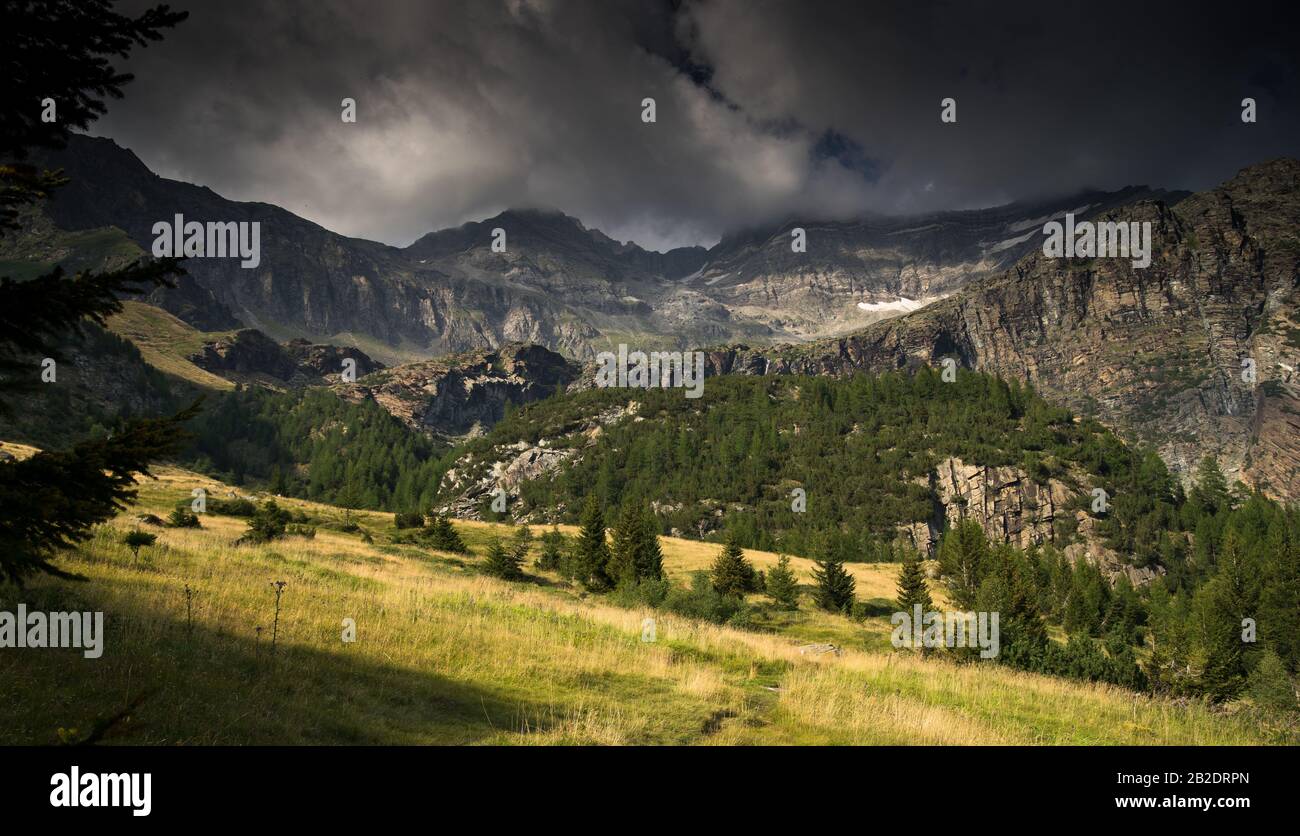 Italian vacation in high mountains of Alps to hike nature trail Stock ...