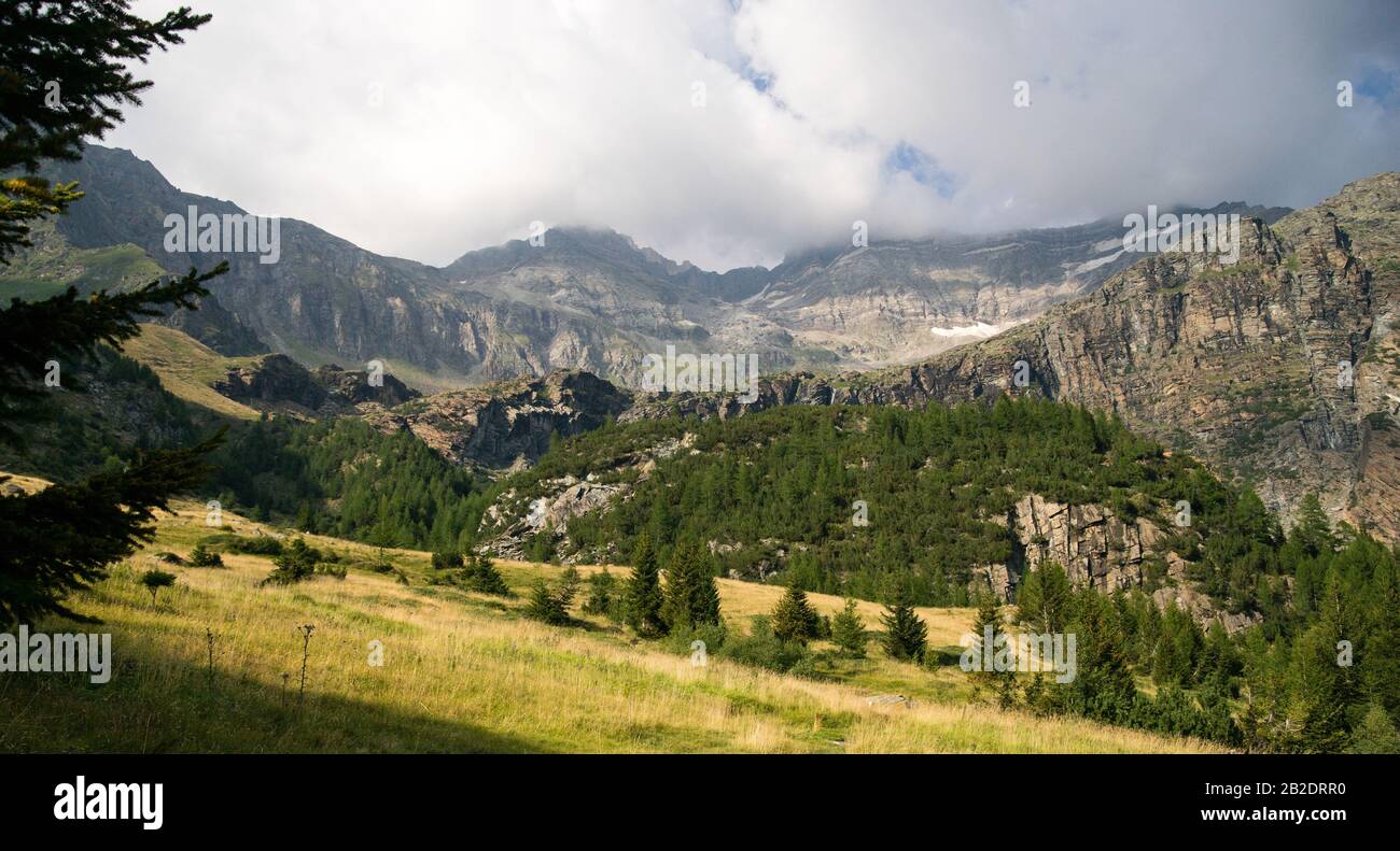Italian vacation in high mountains of Alps to hike nature trail Stock ...