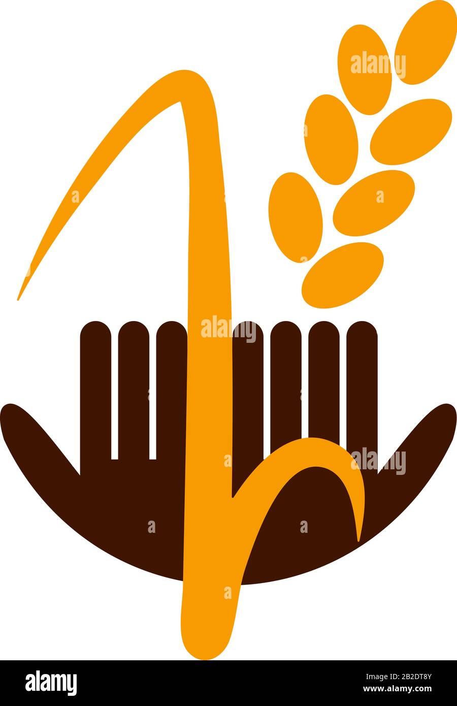 Logo Golden wheat hands. Business template. Organic food, bread ...