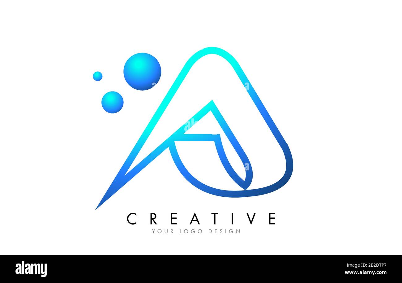 A Letter Logo Design with 3D and Ribbon Effect and Blue Gradient ...