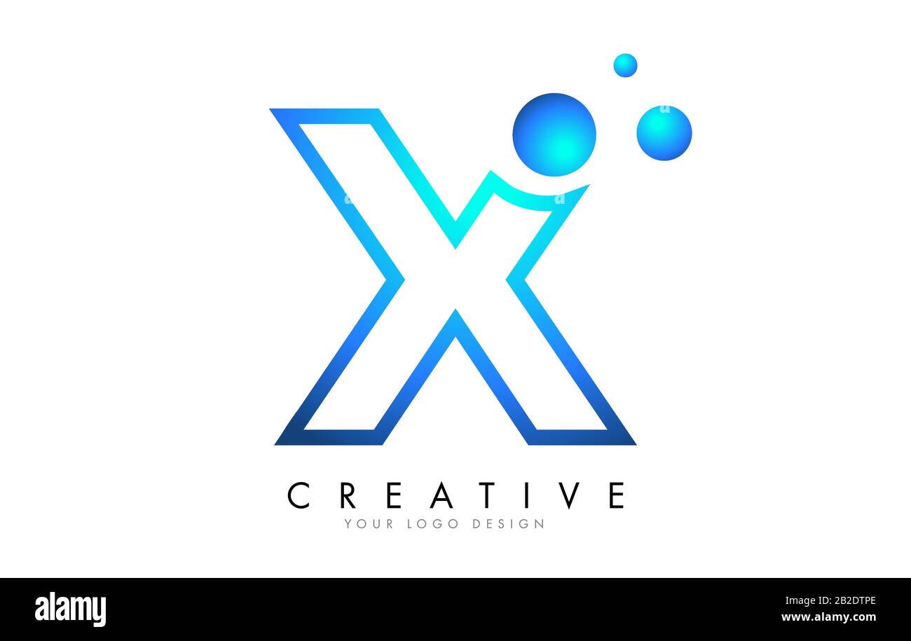 X Letter Logo Design with 3D and Ribbon Effect and Dots. Colorful ...