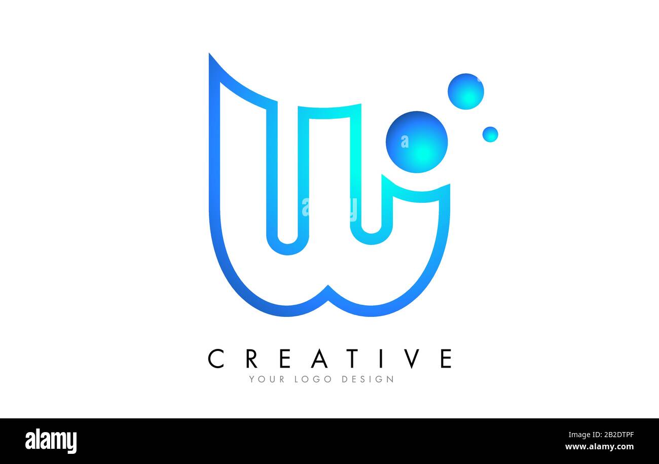 W Letter Logo Design with 3D and Ribbon Effect and Dots. Colorful ...
