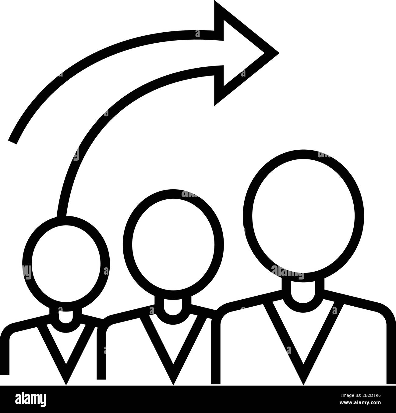 Staff growth line icon, concept sign, outline vector illustration ...