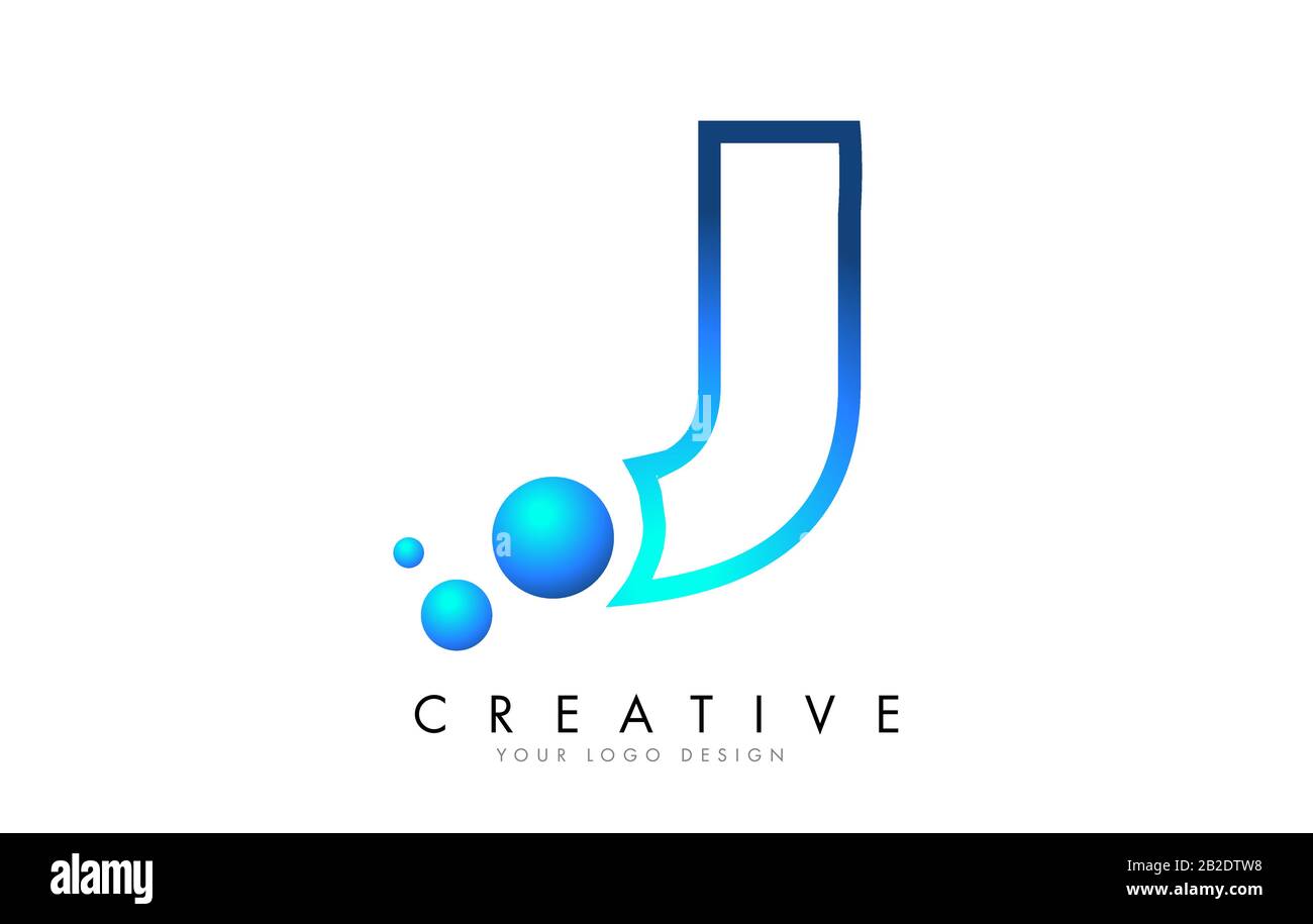 J Letter Logo Design with 3D and Ribbon Effect and Dots. Colorful ...