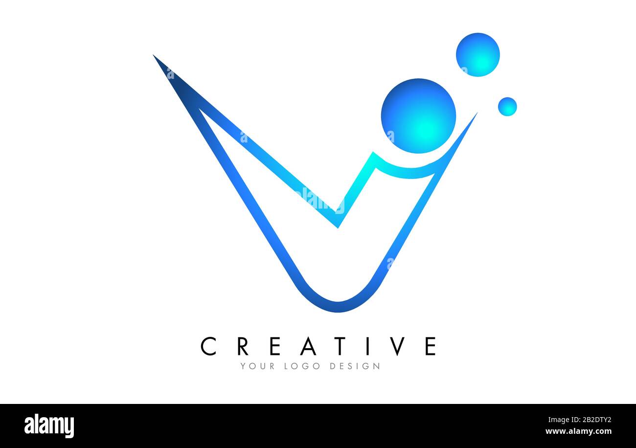 V Letter Logo Design with 3D and Ribbon Effect and Dots. Colorful ...