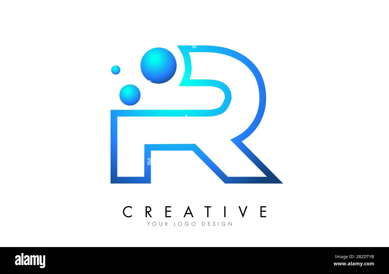 R Letter Logo Design with 3D and Ribbon Effect and Dots. Colorful ...