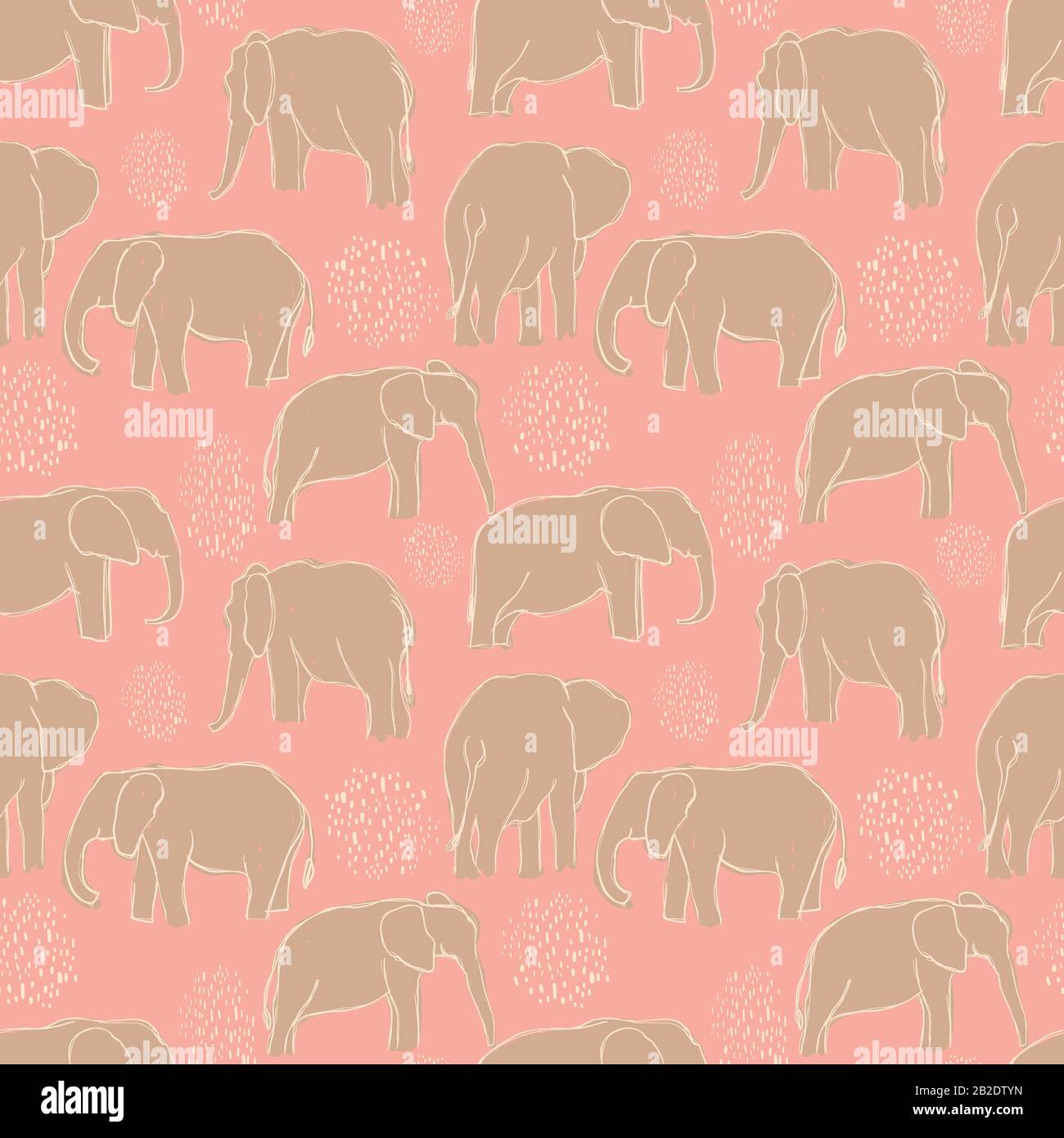 Vector tropical playful elephants pattern on coral Stock Vector Image ...