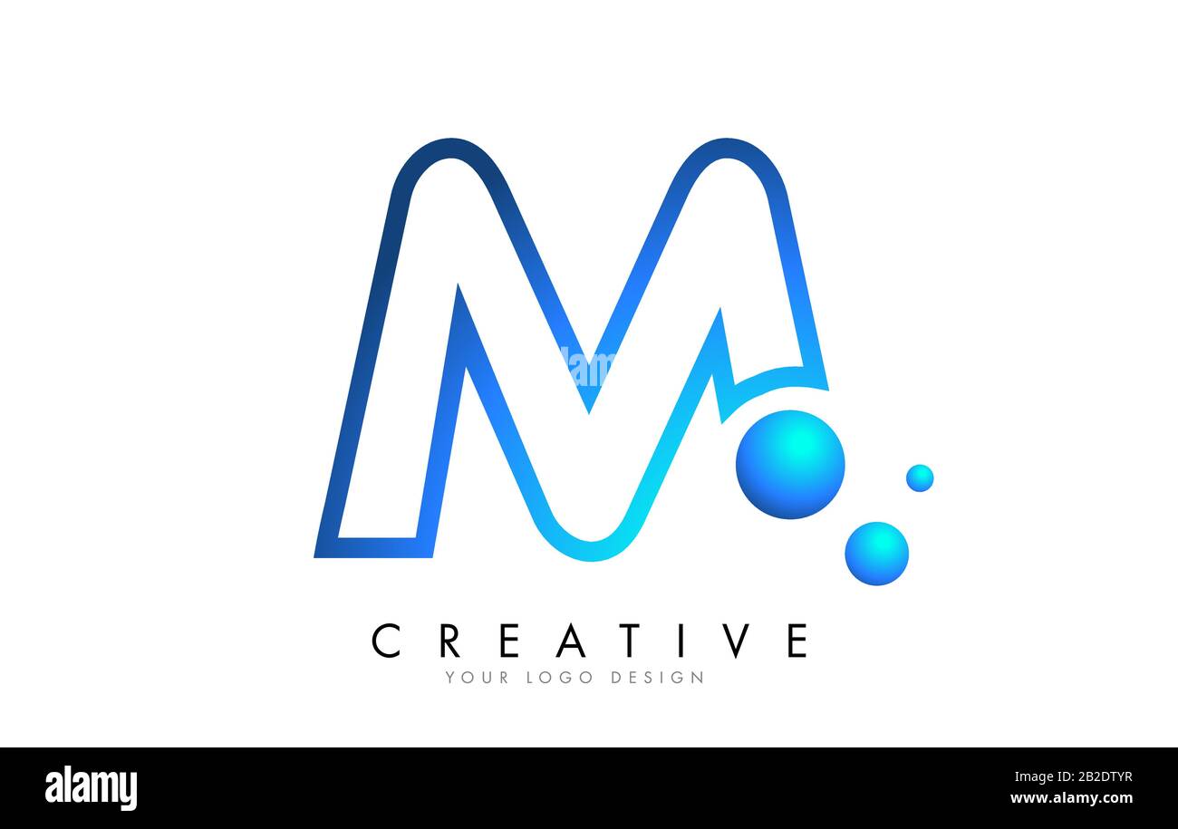 M Letter Logo Design with 3D and Ribbon Effect and Dots. Colorful ...