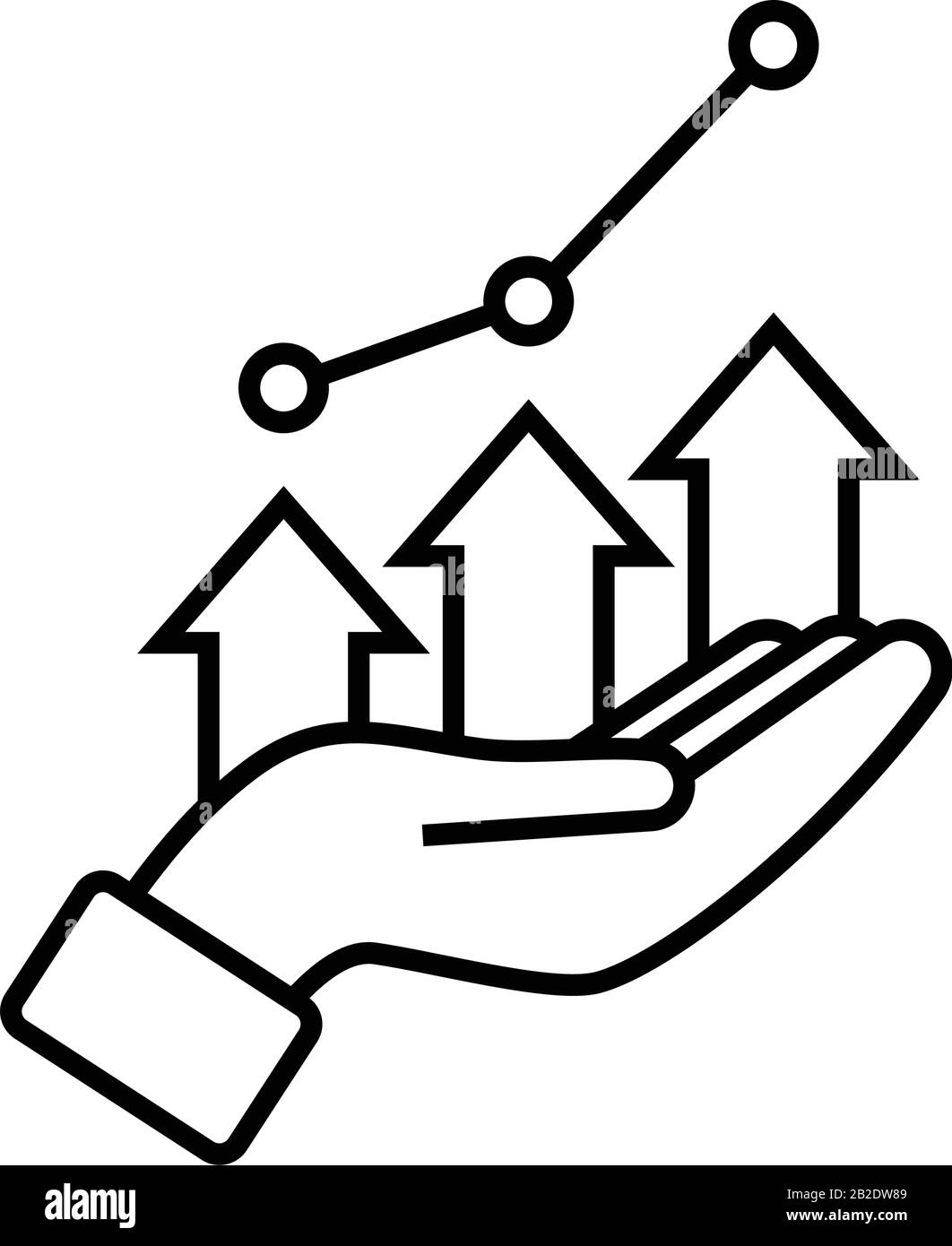 Support increasing line icon, concept sign, outline vector illustration ...