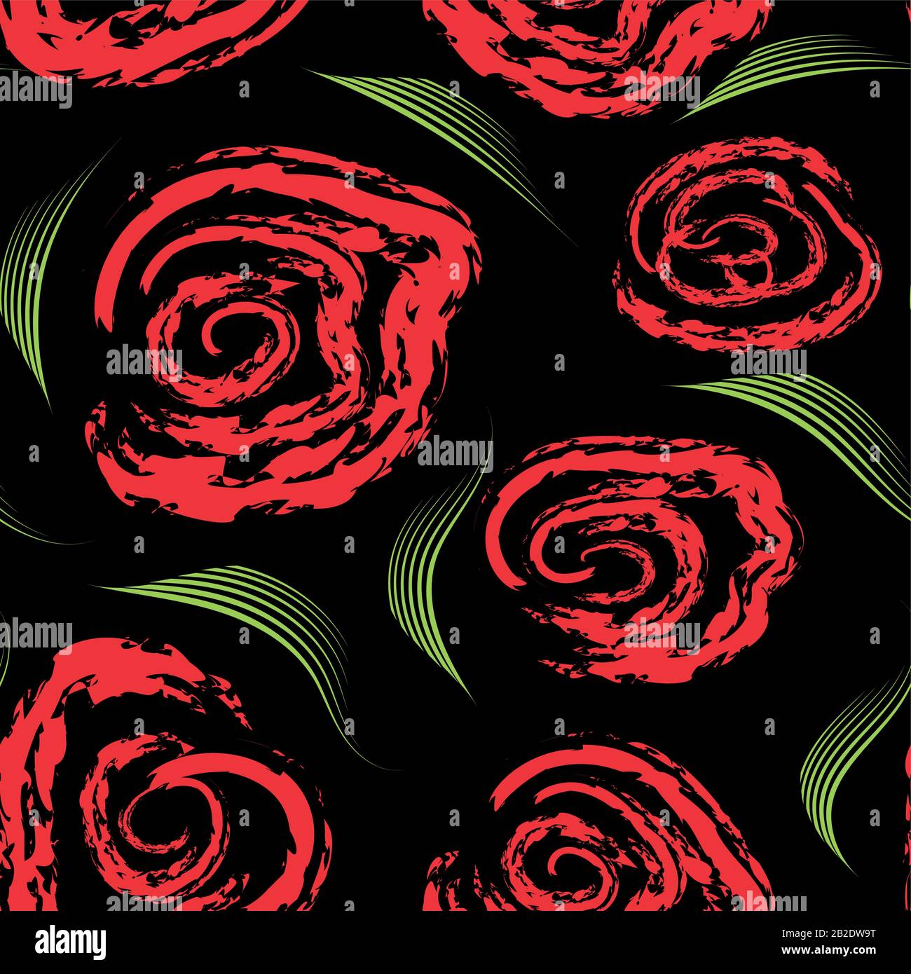 Vintage seamless pattern with red roses on black background for ...