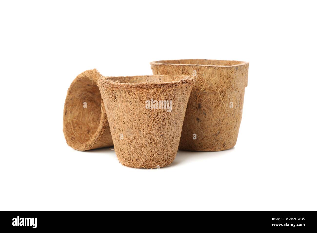 Three flower pots isolated on white background Stock Photo - Alamy