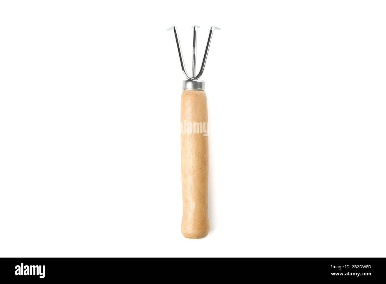 Small garden rake isolated on white background Stock Photo - Alamy