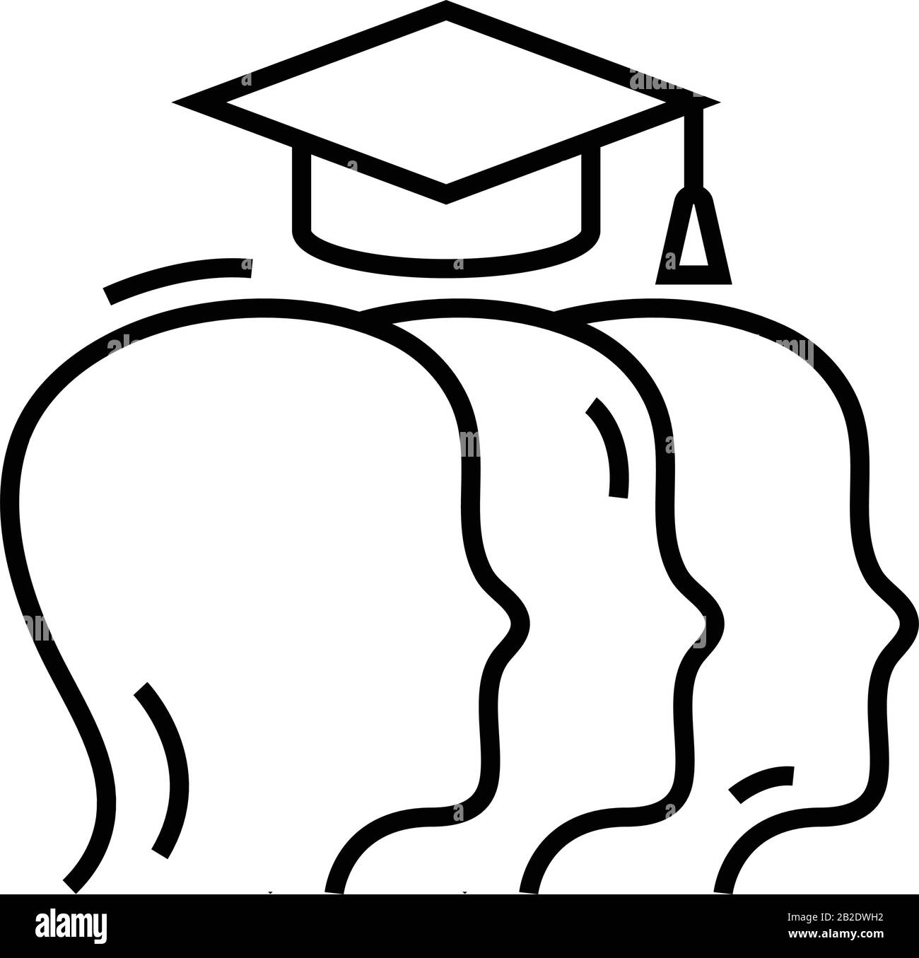 Students line icon, concept sign, outline vector illustration, linear ...