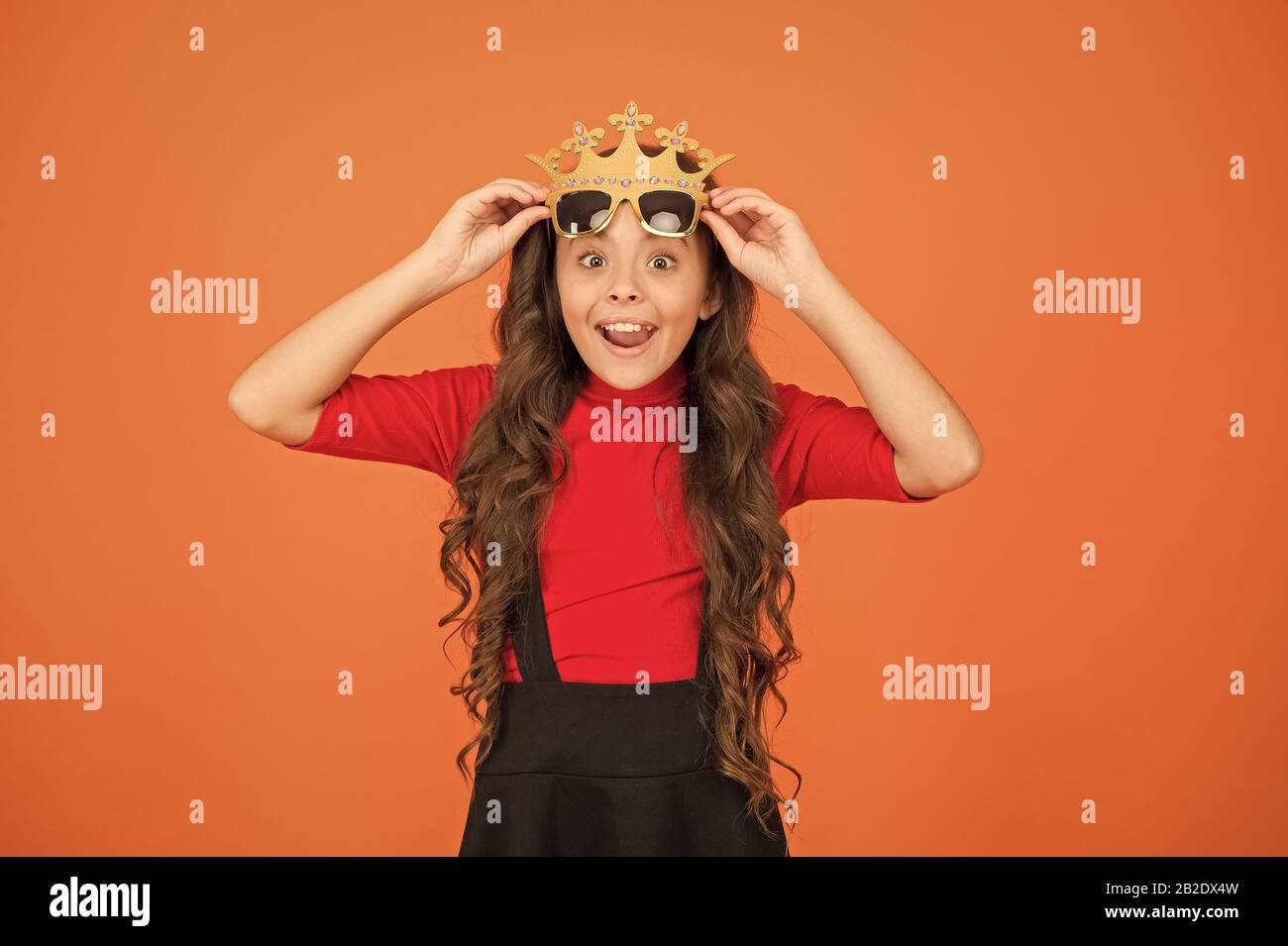 Wow Im surprised. Surprised kid wear prop crown and glasses. Little ...