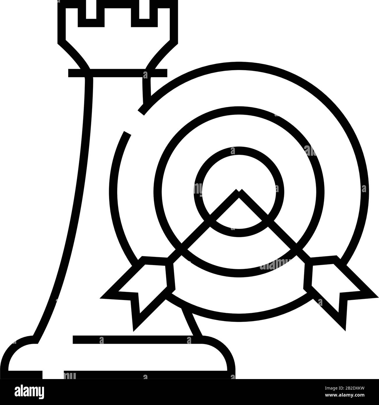 Strategic goal line icon, concept sign, outline vector illustration ...